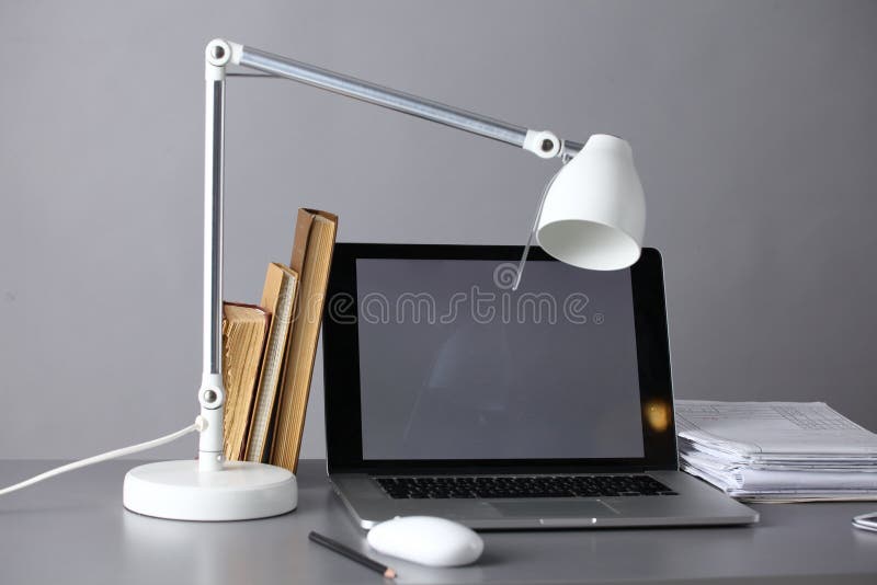Workspace with Computer and Document in Office Stock Photo - Image of ...