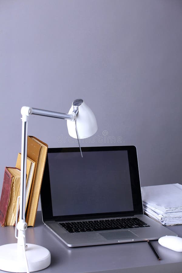 Workspace with Computer and Documents in Office Editorial Stock Photo ...