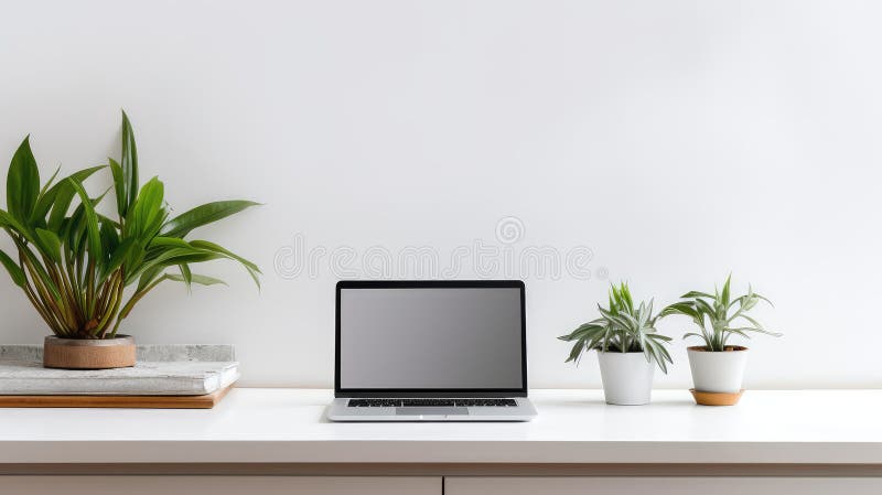 Workspace Computer on Kitchen Table Stock Illustration - Illustration ...