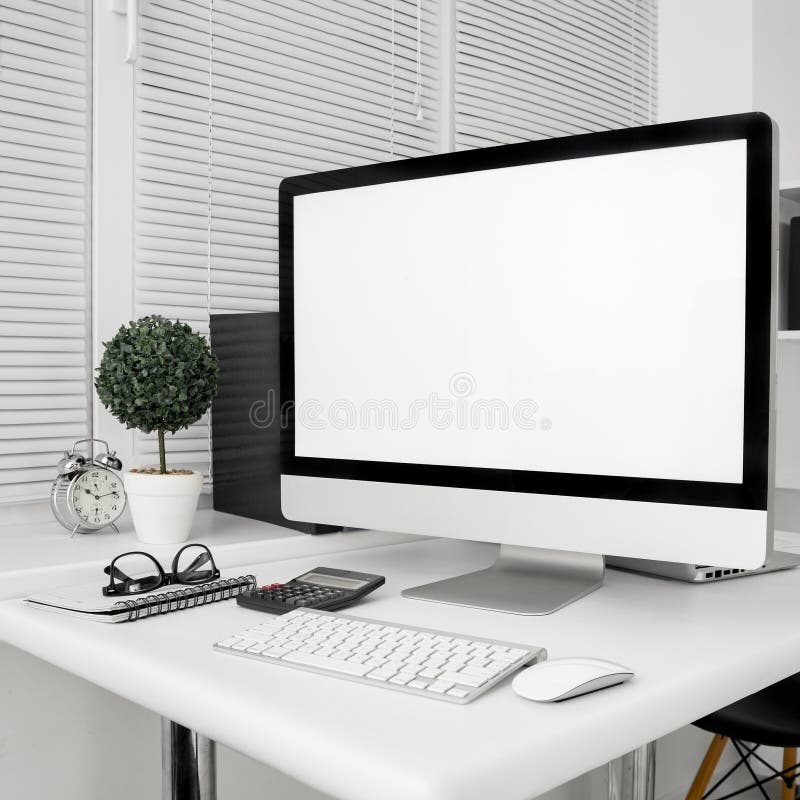 Workspace with Computer Screen Keyboard. High Quality Photo Stock Photo ...