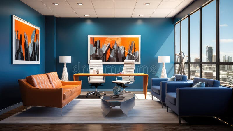 Workspace Contemporary Office Background Stock Illustration ...