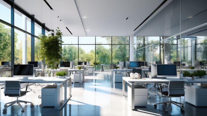 Workspace Contemporary Office Background Stock Illustration ...