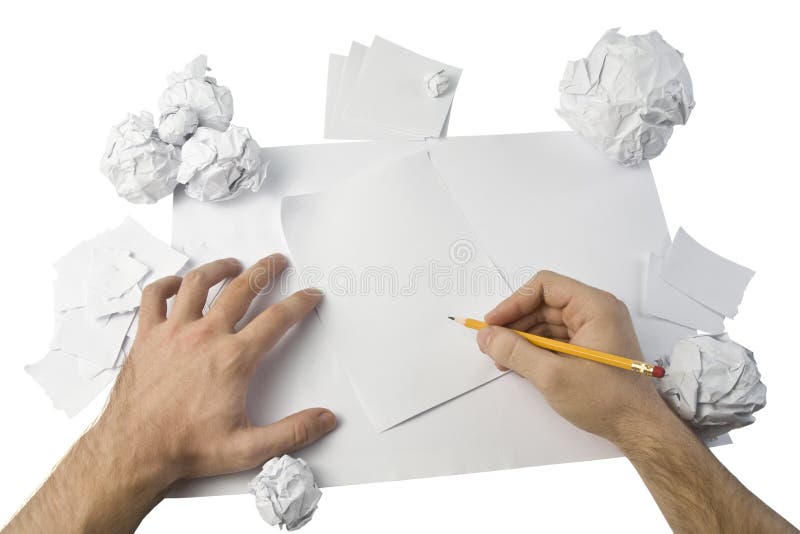 Workspace with Crushed Paper and Hands Stock Image - Image of paper ...