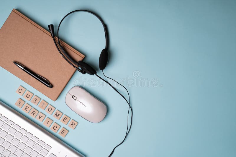 Workspace of a Customer Services Employee Stock Image - Image of ...