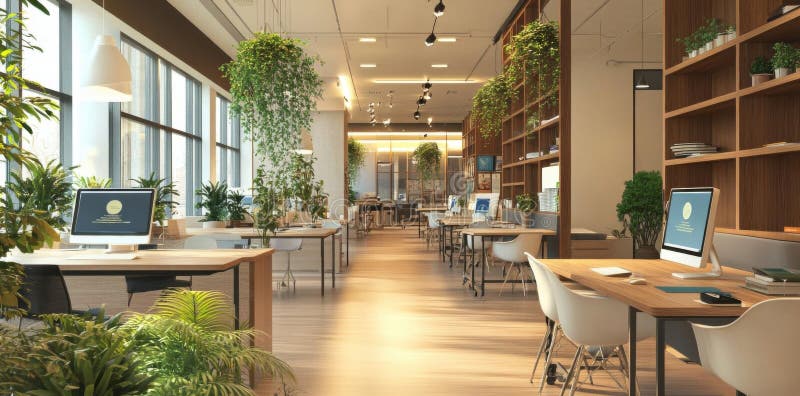 Workspace Design with Indoor Plants and Natural Light for Office ...