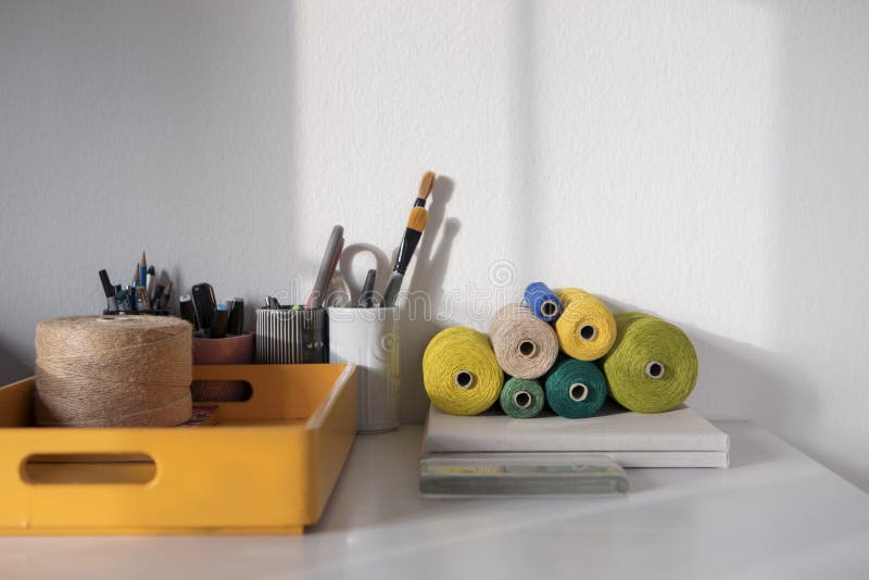 Workspace of Designer, Creative Worker. Desktop with Objects, Tools ...