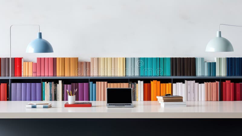 Workspace desk book stock illustration. Illustration of generated ...