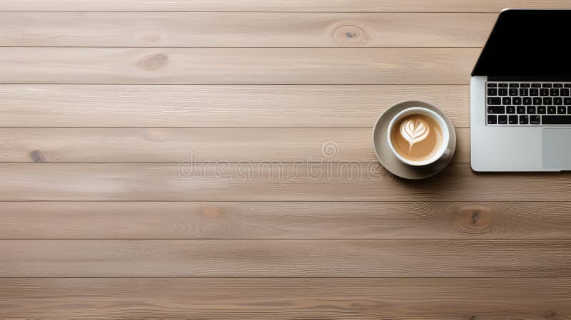 Workspace Desk Computer Coffee Stock Illustration - Illustration of ...