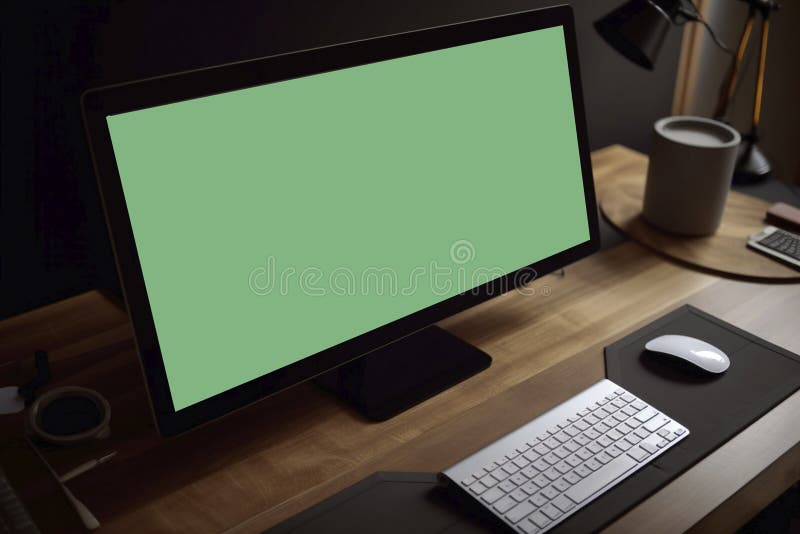 Workspace Desk and Laptop. Copy Space and Blank Screen. AI Generative ...