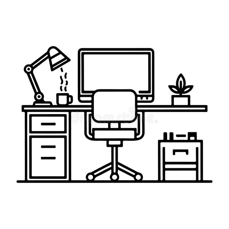Workspace Desk Setup Silhouette Vector Design Stock Illustrations – 80 ...