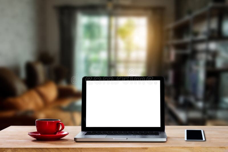 Workspace with Desktop Computer, Office Supplies, Houseplant and Coffee ...