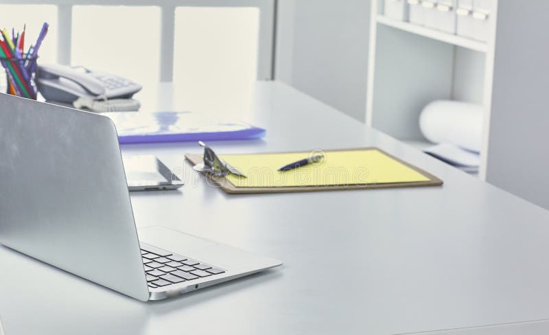 Workspace Desktop, Documents on the Office Table Stock Photo - Image of ...