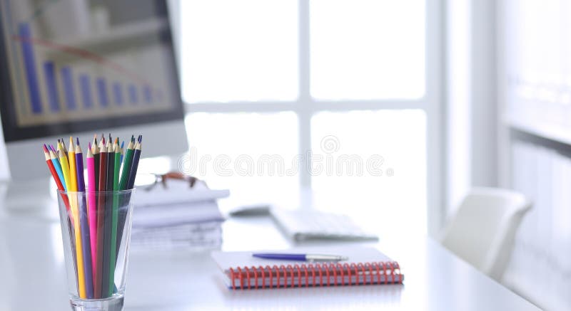 Workspace Desktop, Documents on the Office Table Stock Photo - Image of ...