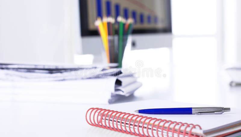 Workspace Desktop, Documents on the Office Table Stock Image - Image of ...