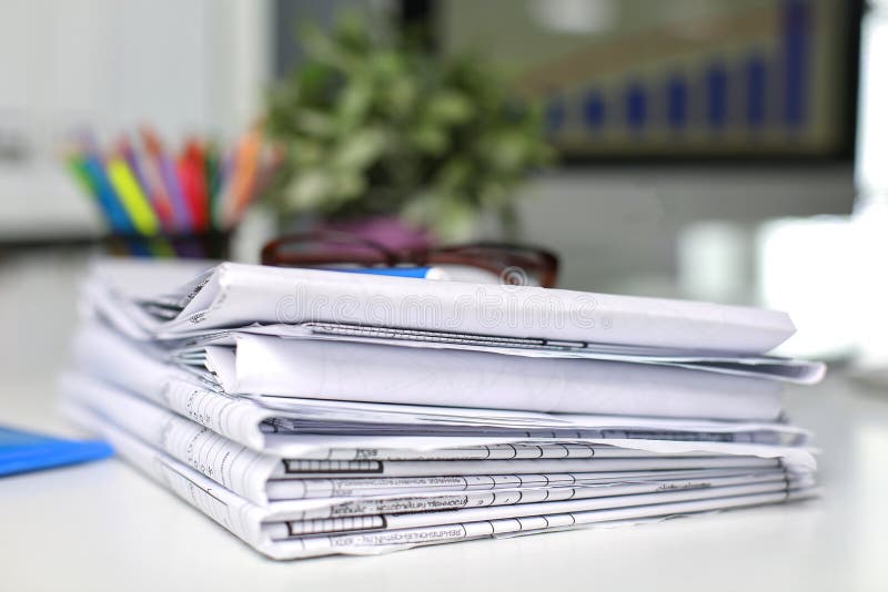 Workspace Desktop, Documents on the Office Table Stock Photo - Image of ...