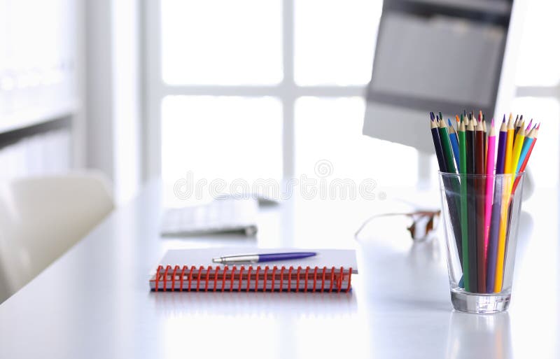 Workspace Desktop, Documents on the Office Table Stock Image - Image of ...