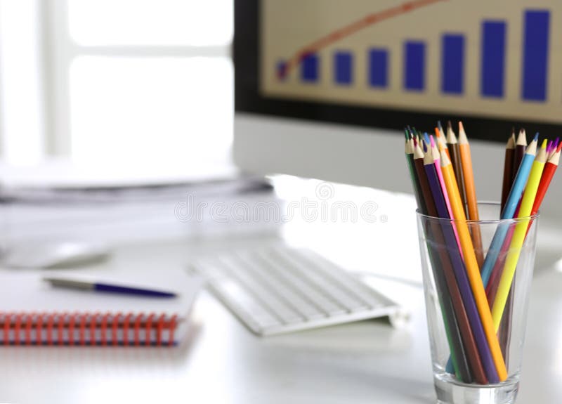 Workspace Desktop, Documents on the Office Table Stock Photo - Image of ...