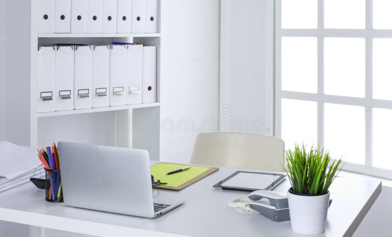 Workspace Desktop, Documents on the Office Table Stock Image - Image of ...