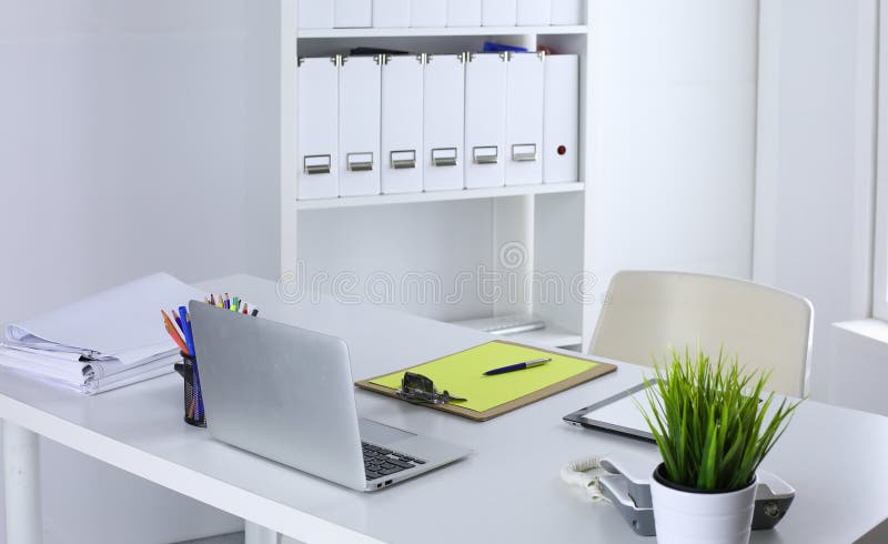 Workspace Desktop, Documents on the Office Table Stock Image - Image of ...