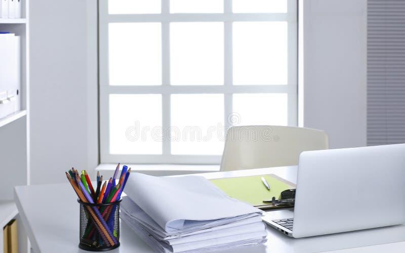 Workspace Desktop, Documents on the Office Table Stock Image - Image of ...