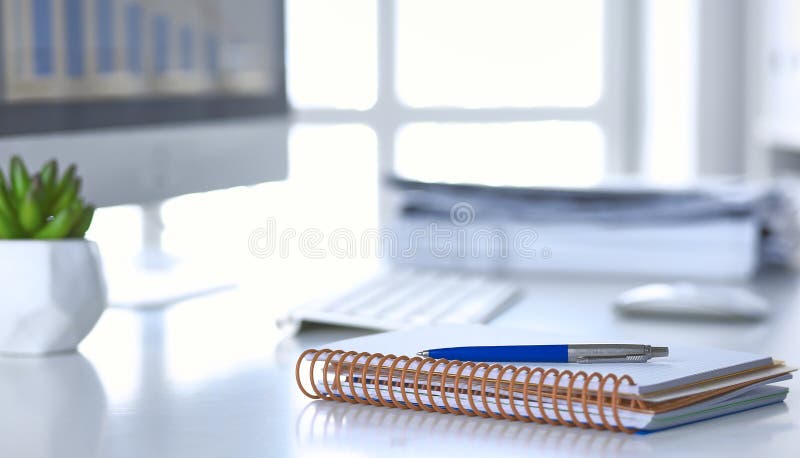 Workspace Desktop, Documents on the Office Table Stock Photo - Image of ...