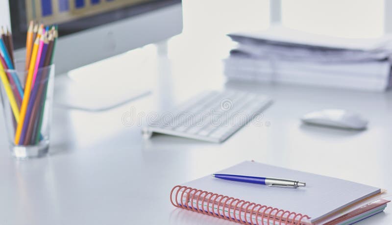 Workspace Desktop, Documents on the Office Table Stock Photo - Image of ...