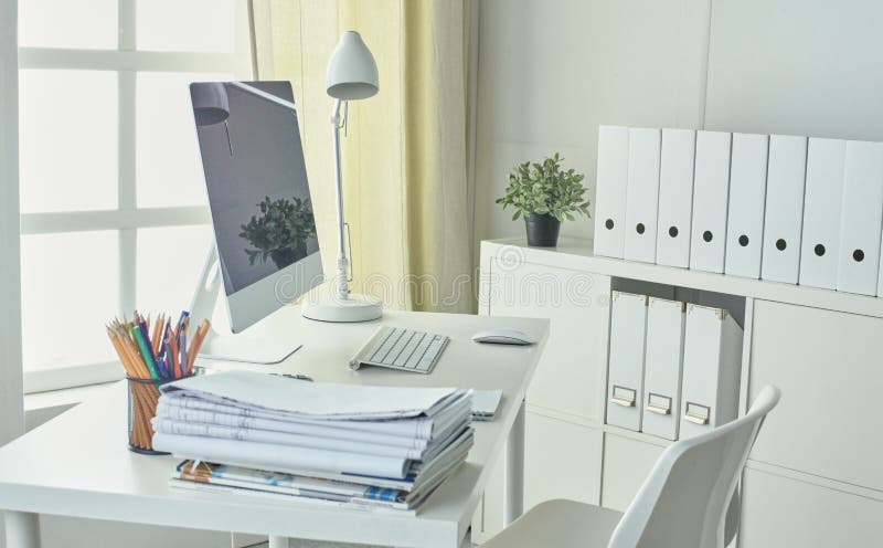 Workspace Desktop, Documents on the Office Table Stock Photo - Image of ...