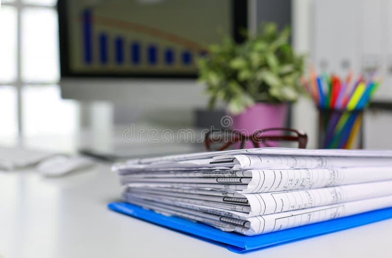 Workspace Desktop, Documents on the Office Table Stock Image - Image of ...