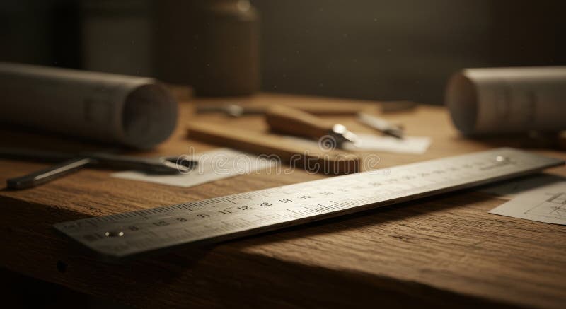 Workspace Detail Featuring Measuring Ruler Stock Illustration ...