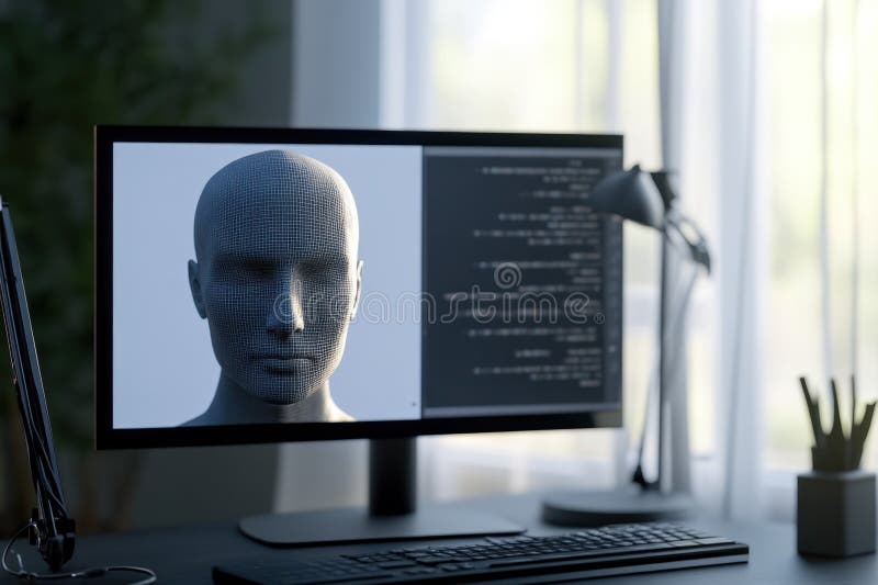 Digital Art Creation Process Showcasing a 3D Model on a Computer Screen ...