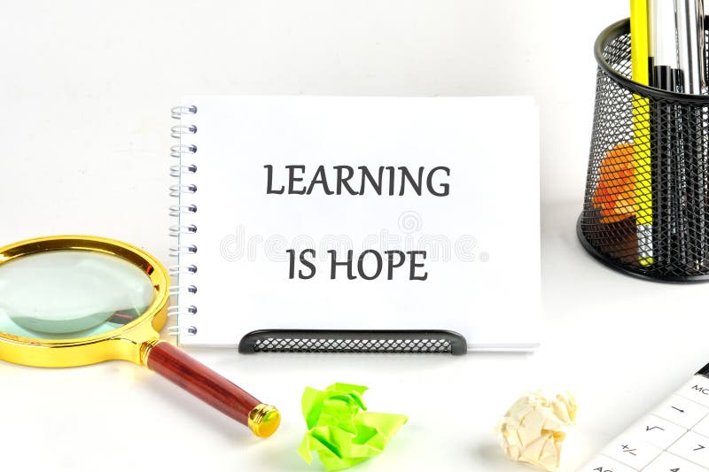 A Workspace Displays a Notepad with the Phrase Learning is Hope ...