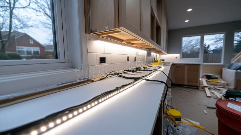 Installation of LED Lighting in a Kitchen Renovation during the Early ...