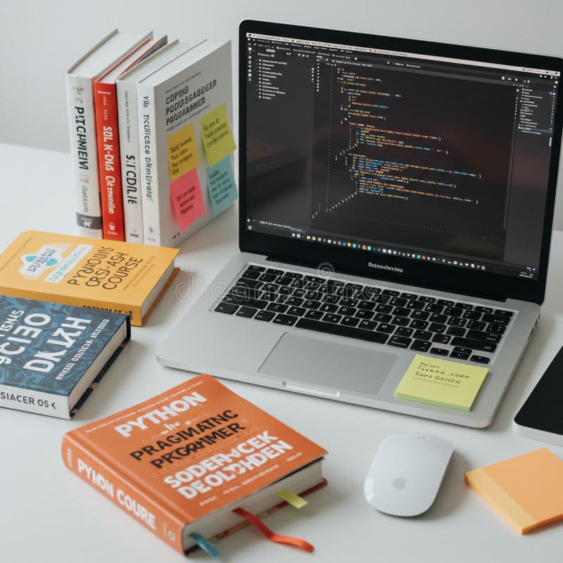 A Workspace Featuring a Laptop Displaying a Coding Interface ...