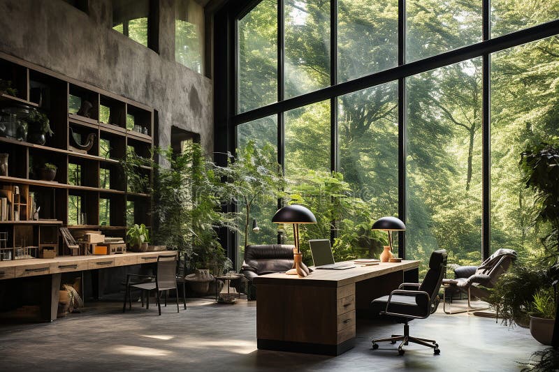 Workspace Featuring a Spacious, Ergonomic Desk Adorned with Minimal ...