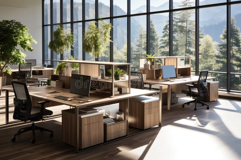 Workspace Featuring a Spacious, Ergonomic Desk Adorned with Minimal ...