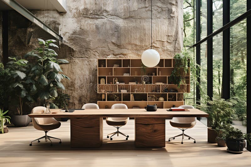 Workspace Featuring a Spacious, Ergonomic Desk Adorned with Minimal ...