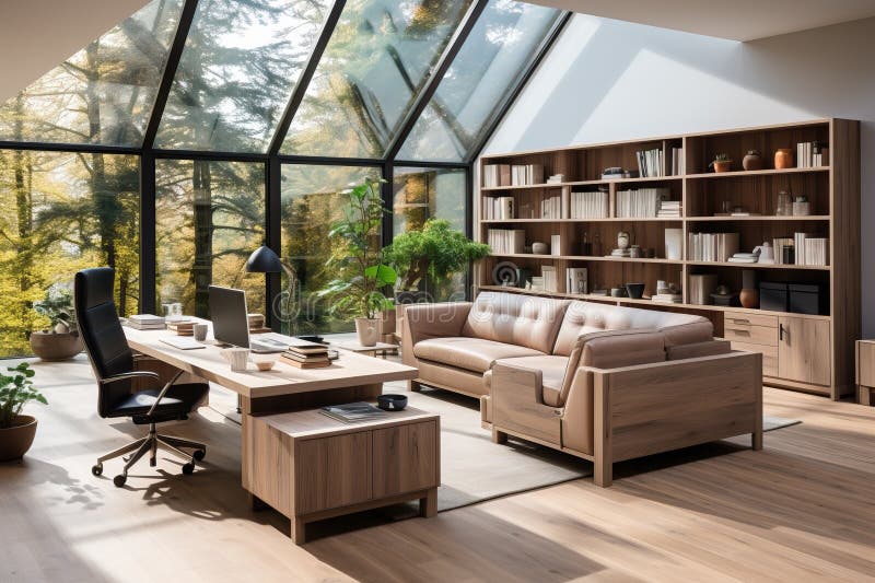 Workspace Featuring a Spacious, Ergonomic Desk Adorned with Minimal ...