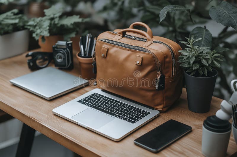 Workspace Filled with Green Plants and Creative Tools Inviting ...