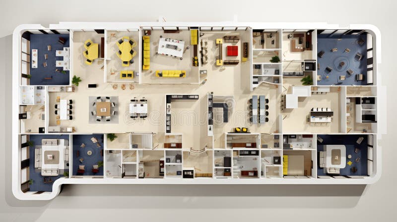 Workspace Floor Plan Office Stock Illustration - Illustration of room ...