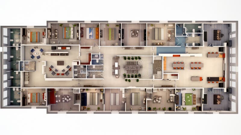 Workspace Floor Plan Office Stock Illustration - Illustration of ...