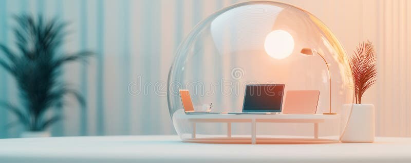 Workspace Inside a Protective Dome Stock Illustration - Illustration of ...