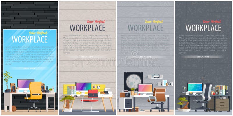 Workspace interior design stock vector. Illustration of creative ...
