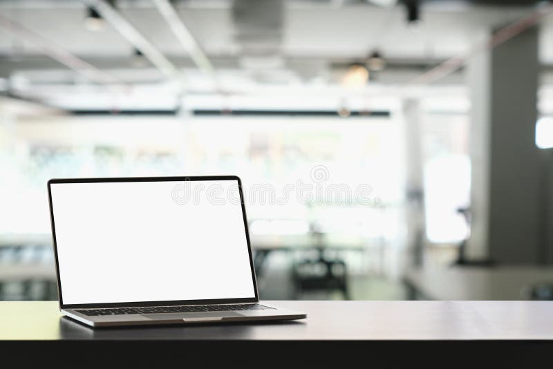 Workspace with Isolated Screen of Laptop Computer. Stock Image - Image ...