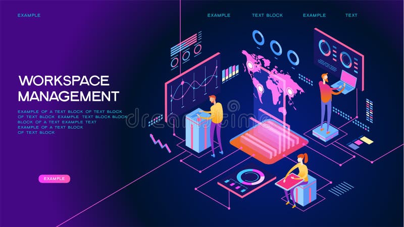 Workspace Management Isometric Concept Banner Stock Vector ...