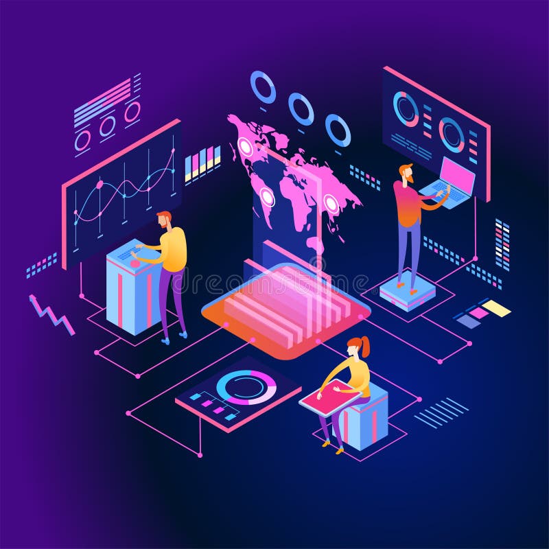 Workspace Management Isometric Concept Banner Stock Vector ...