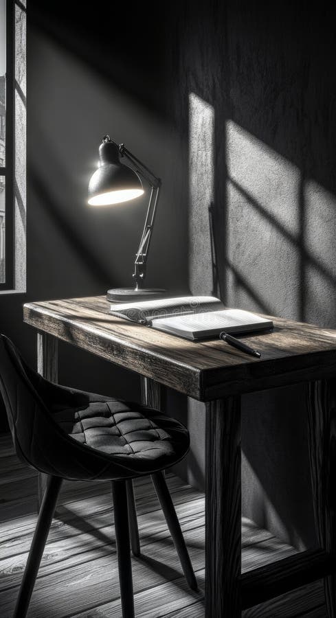A Workspace with a Minimalist Aesthetic Features an Open Notebook, Pens ...