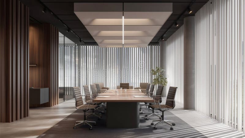 Workspace with Modular Conference Table, Acoustic Wall Panels, and ...
