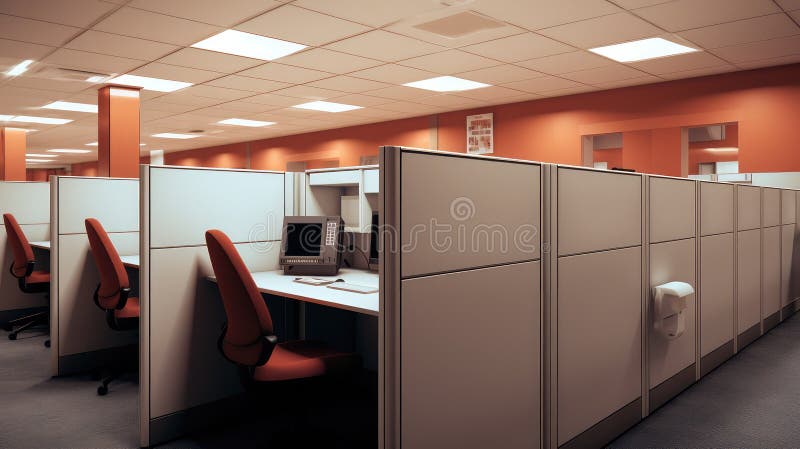Workspace office cubicals stock illustration. Illustration of desks ...
