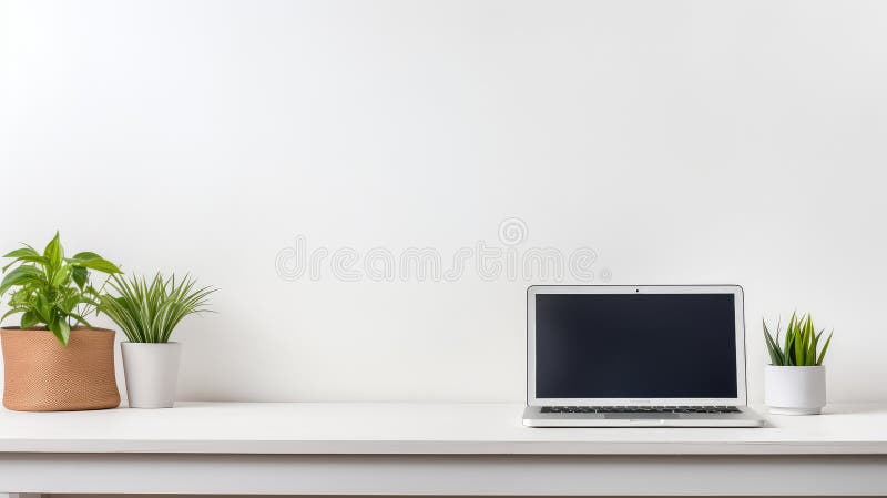 Workspace Office Desk with Computer Stock Illustration - Illustration ...