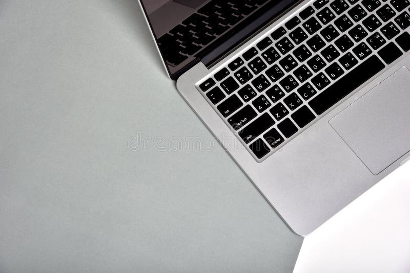 Workspace Office Desk and Laptop, Notebook Minimal Style. Stock Image ...